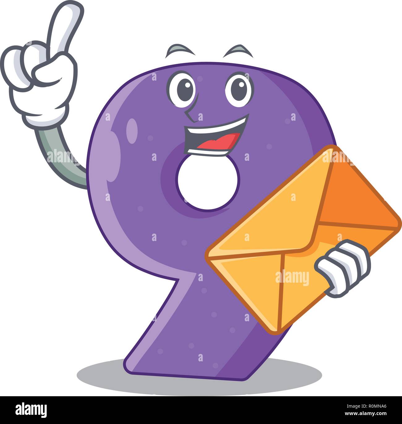 With envelope number nine athletics the shaped character Stock Vector ...