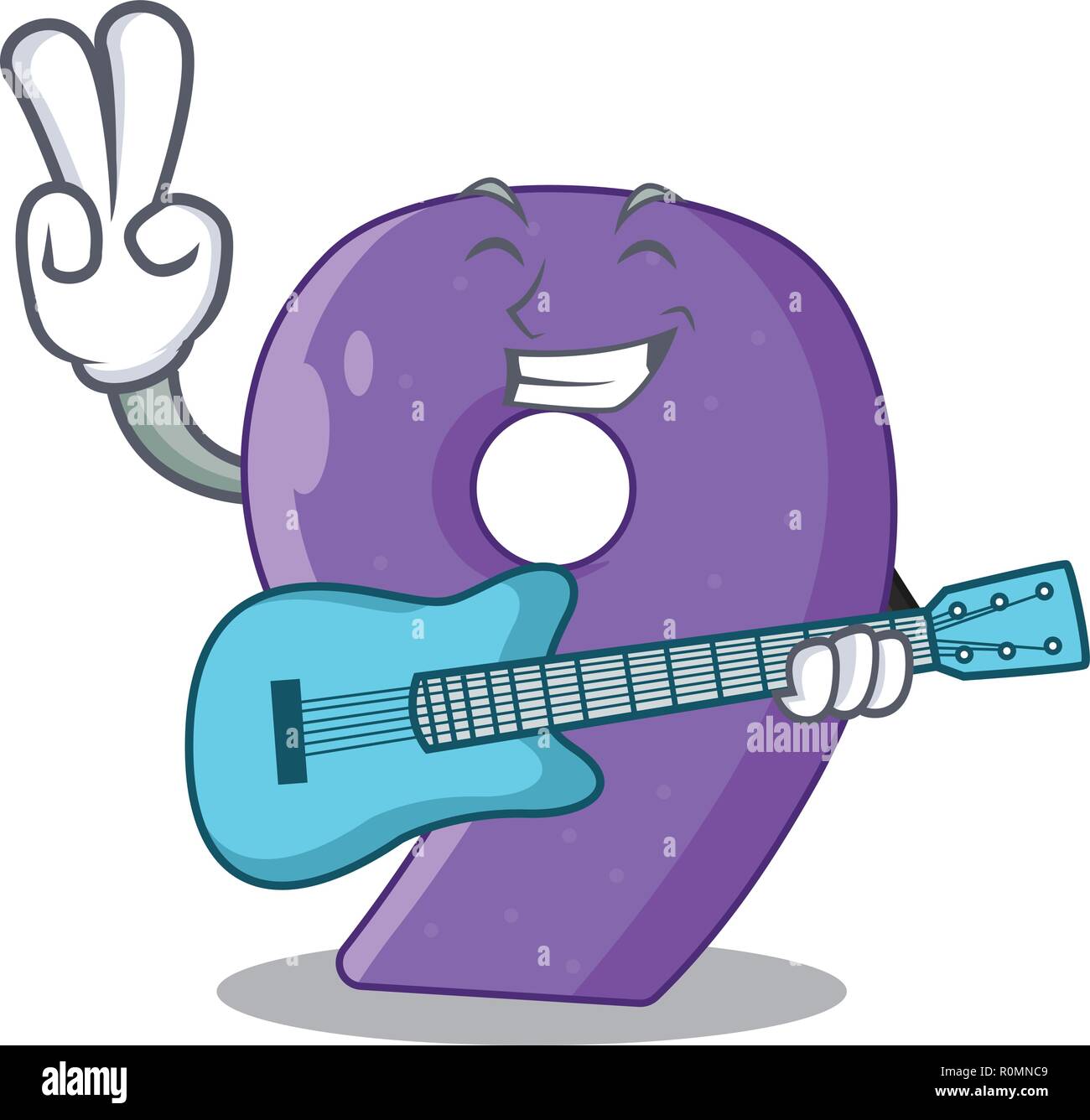 With guitar number Nine balloon font shaped charcter Stock Vector Image ...