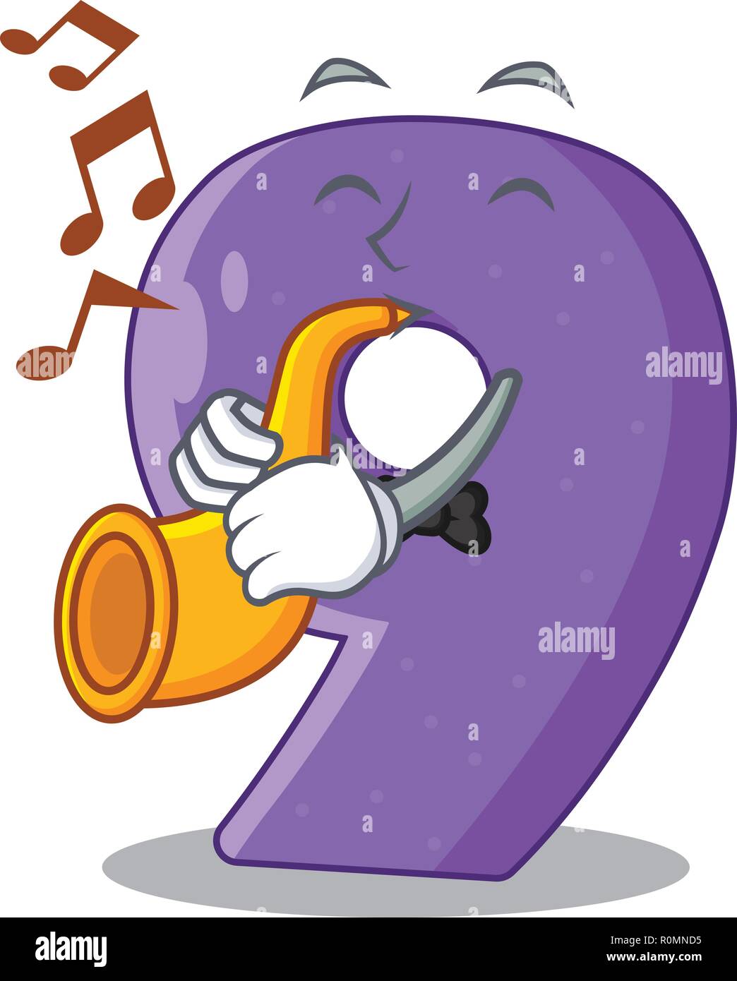 With trumpet number Nine balloon font shaped charcter Stock Vector ...