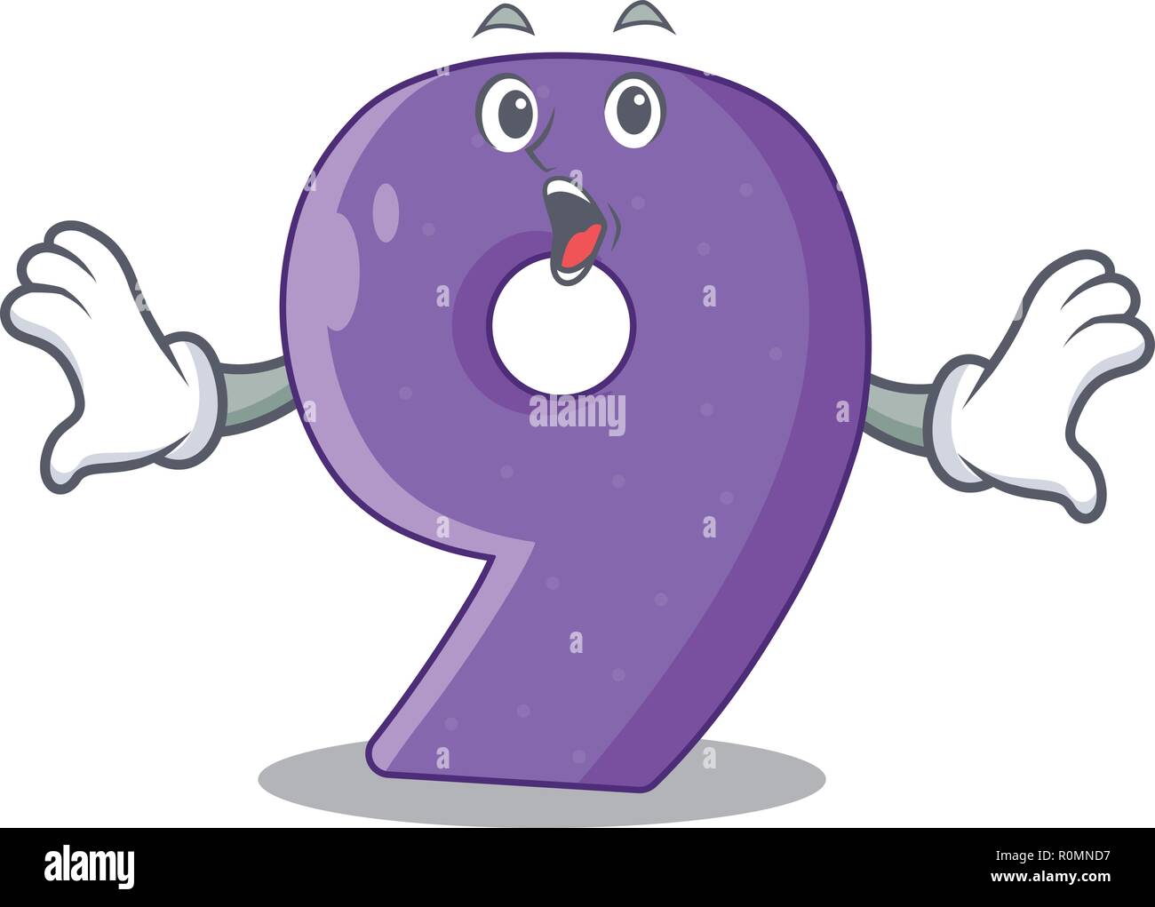 Surprised number Nine balloon font shaped charcter Stock Vector Image ...