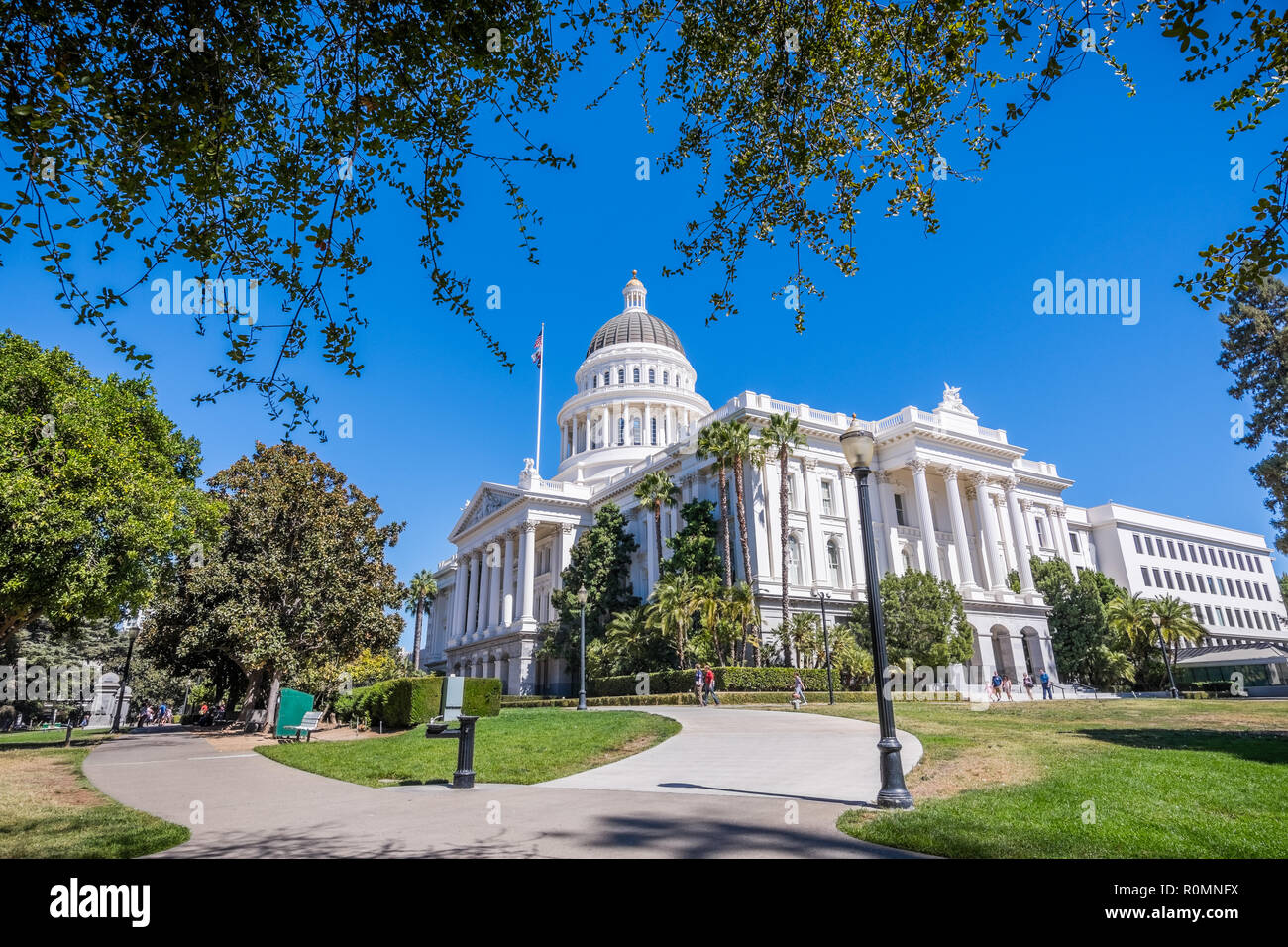 California State Capitol building and the surrounding park in downtown ...