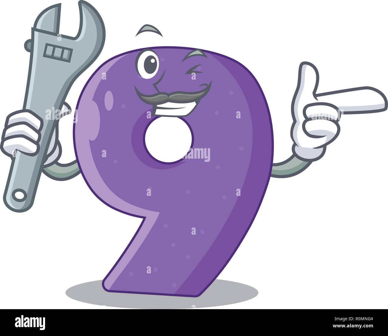 Mechanic paper cut number Nine letter mascot Stock Vector Image & Art ...