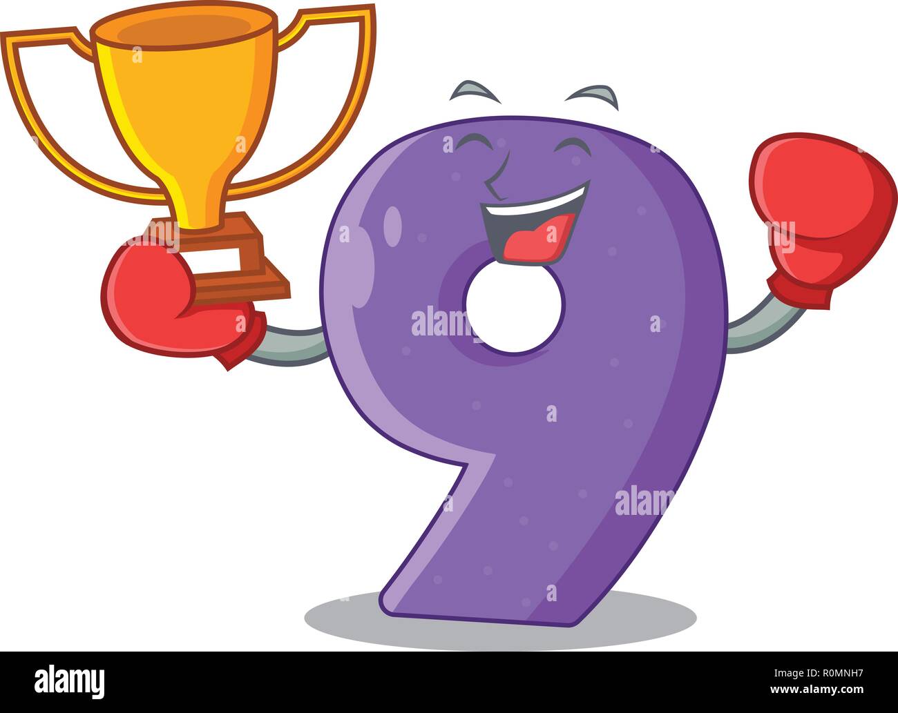 Boxing winner paper cut number Nine letter mascot Stock Vector Image ...