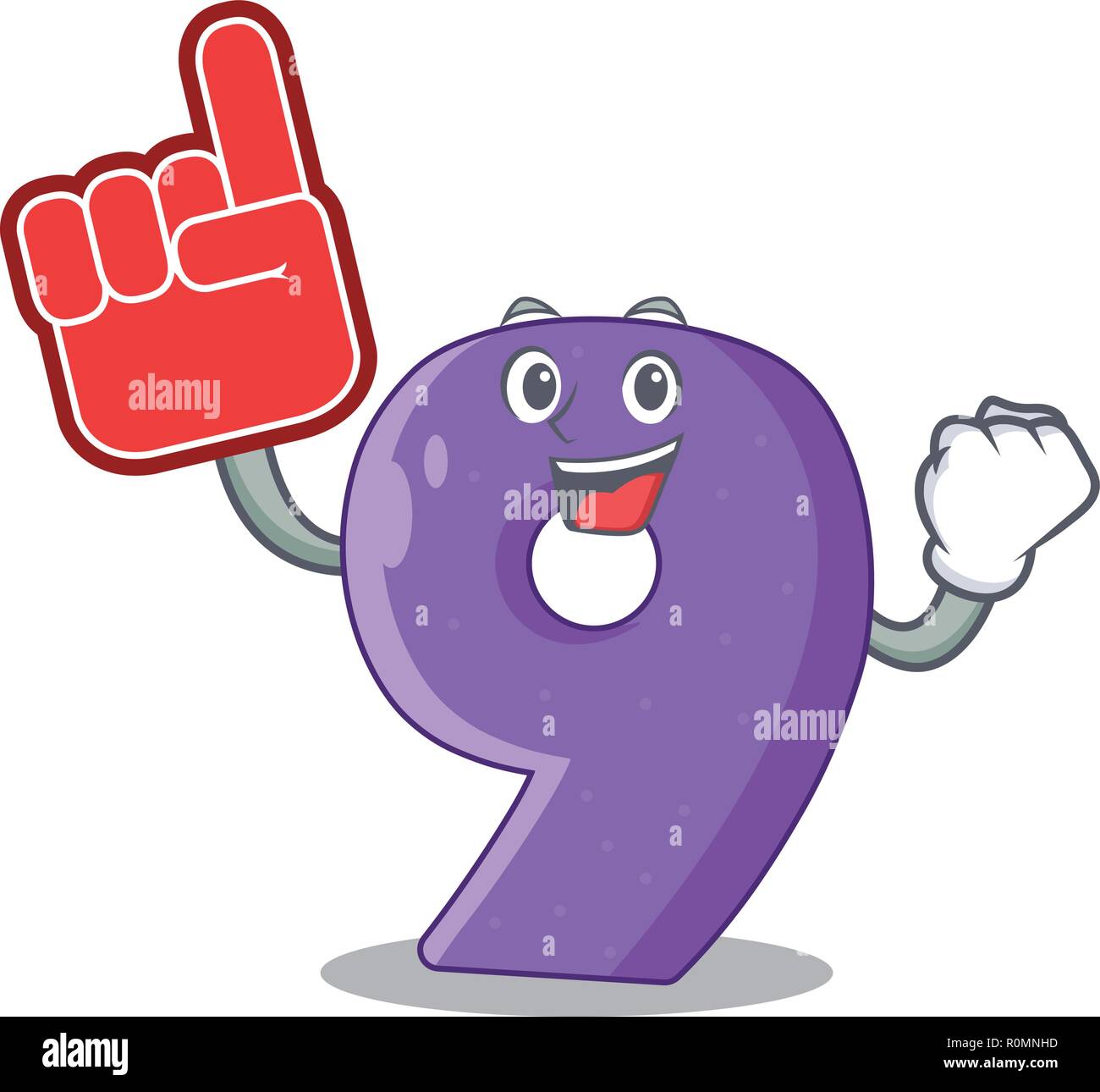 Foam finger paper cut number Nine letter mascot Stock Vector Image ...