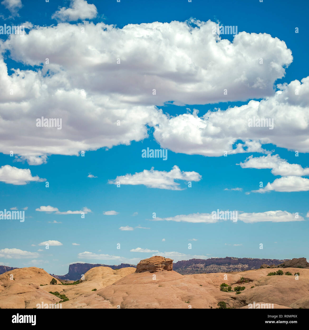 Moab desert landscape under blue sky with clouds Stock Photo - Alamy