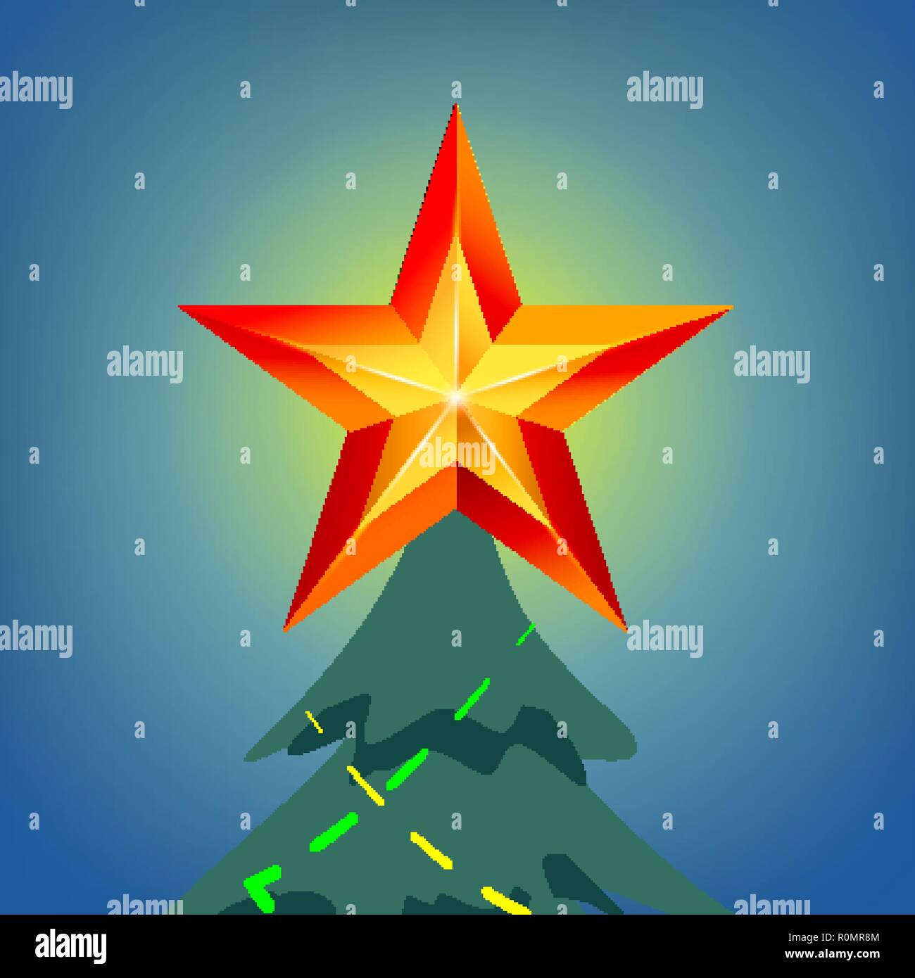 Shining Christmas Star In Blue Night Sky Vector. Illustration Stock ...