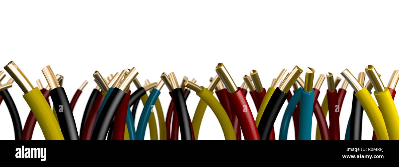 a Group of electrical cables on white backgound - 3d rendering Stock ...