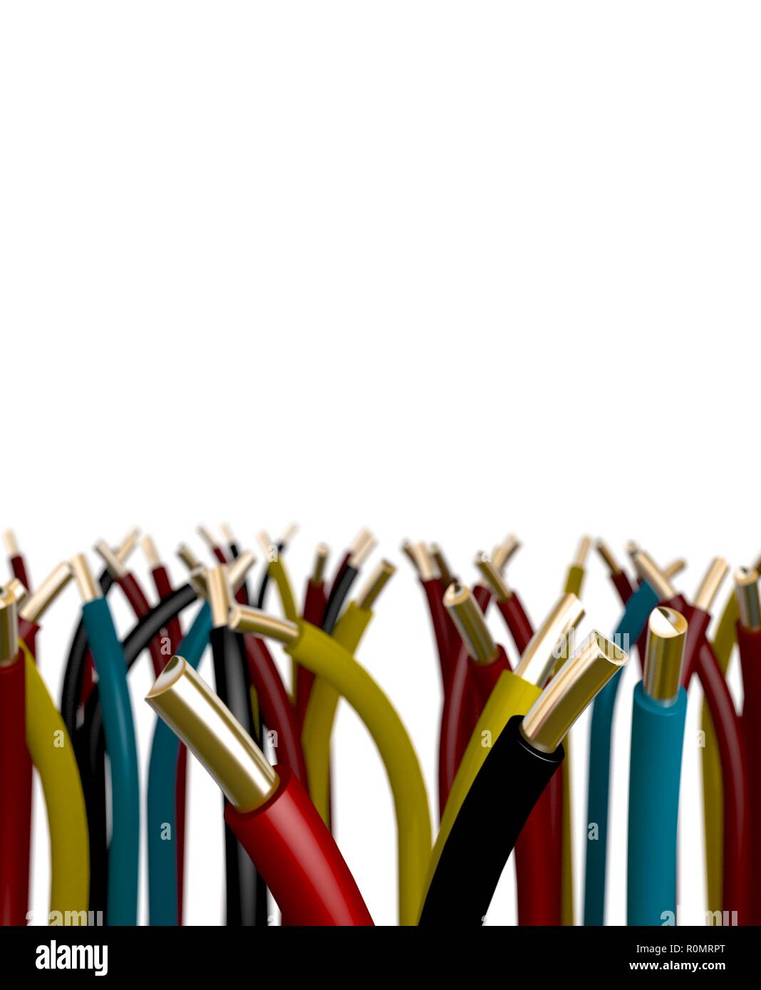 a Group of electrical cables on white backgound - 3d rendering Stock ...
