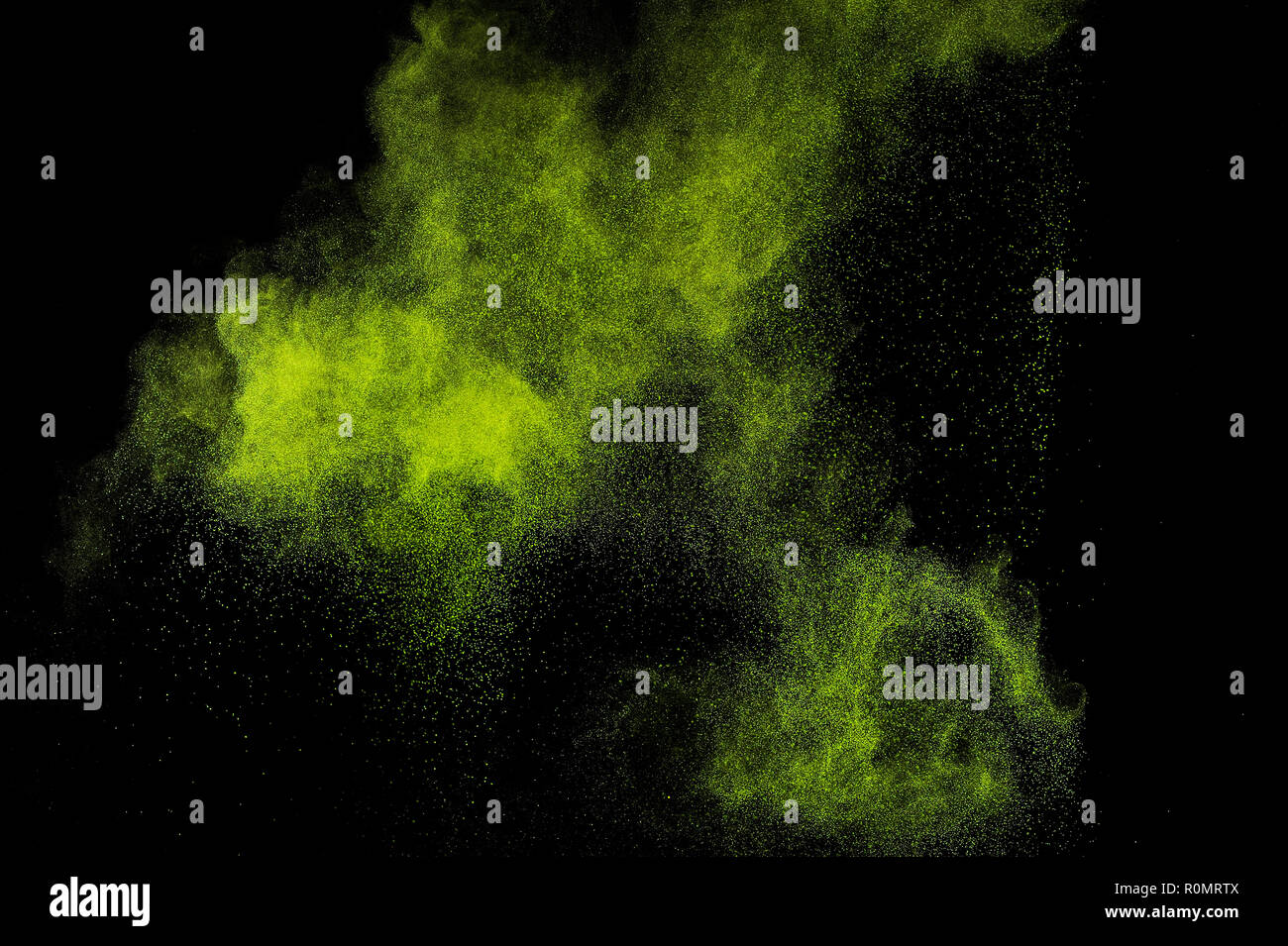 Abstract green paint Holi. Abstract green powder explosion on black ...