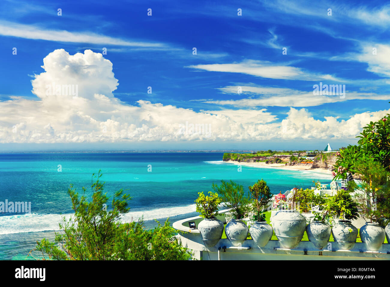 Nature landscape tropical island of Bali with scenery hotel in ...
