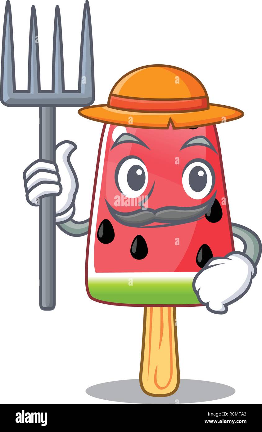Farmer summer watermelon the ice shaped cartoon Stock Vector Image ...