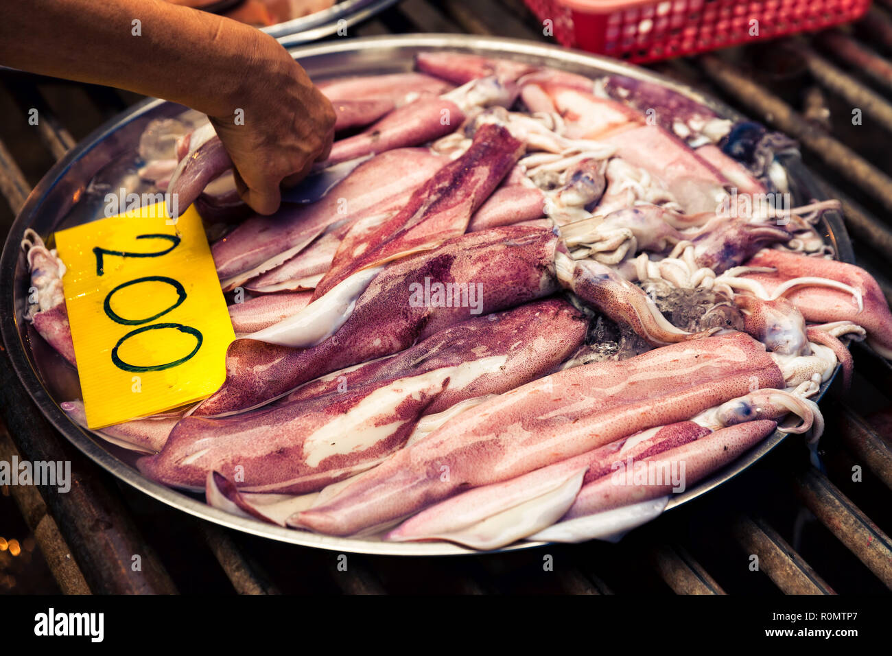 Fresh seafood in outdoor fish market in Asia Stock Photo - Alamy