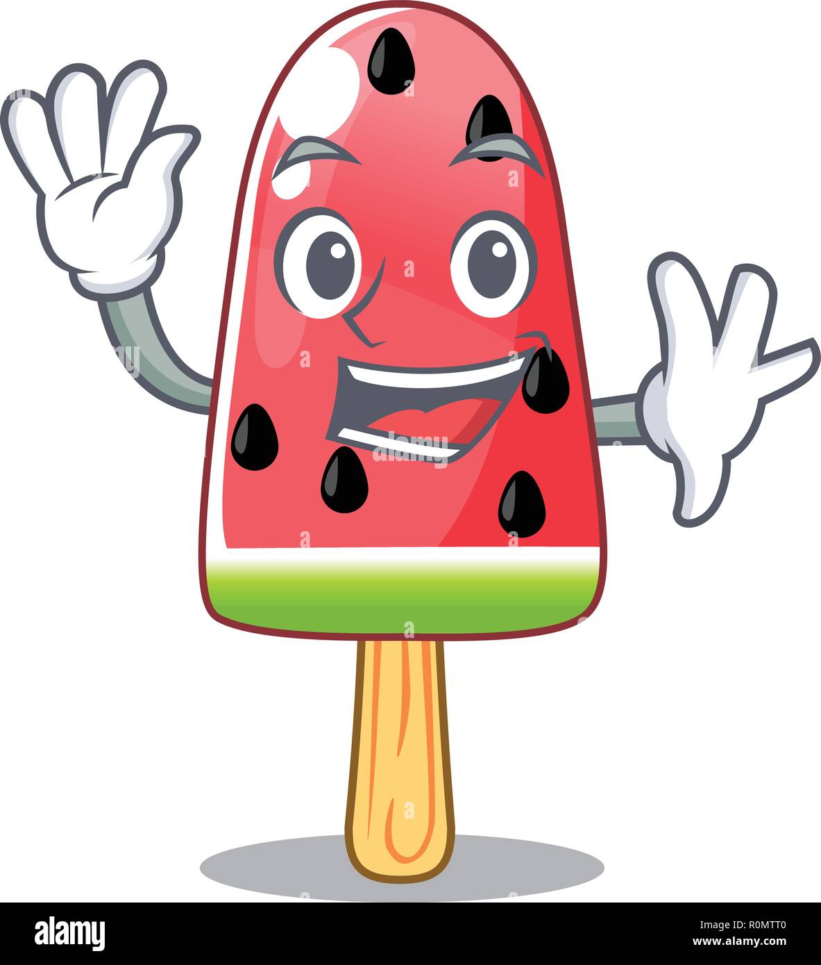 Waving watermelon ice cream shaped wood character Stock Vector Image ...