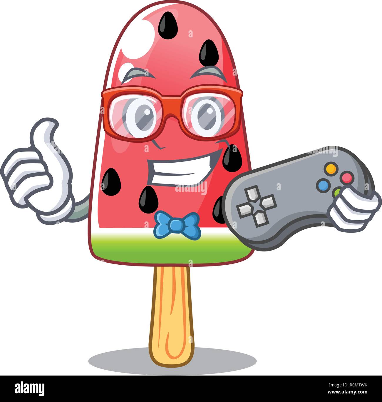 Gamer red watermelon ice cream cartoon shaped Stock Vector Image & Art ...