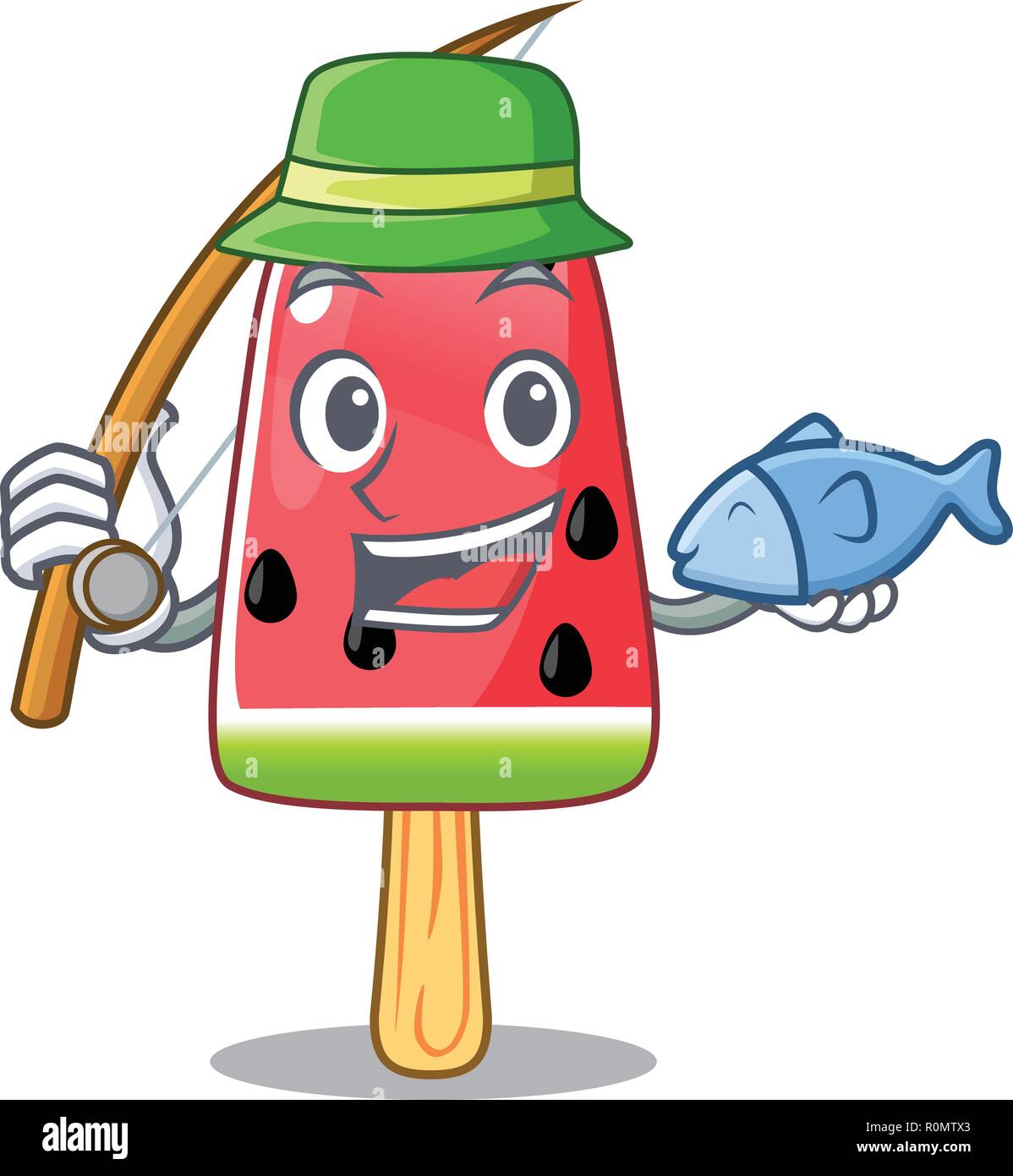 Fishing red watermelon ice cream cartoon shaped Stock Vector Image ...