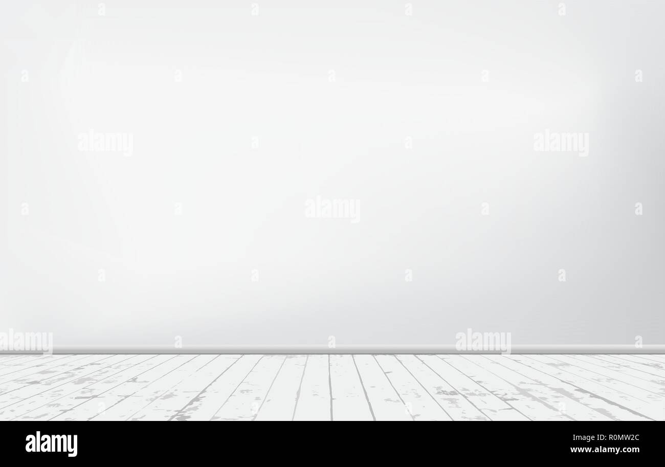 White wall background with wooden floor. Vector illustration Stock ...