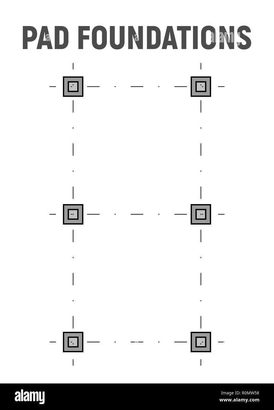 Blueprint image pad foundation. Concrete structure. Vector illustration ...