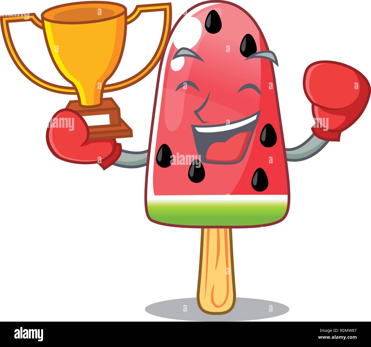 Boxing winner Ice cream watermelon on shape mascot Stock Vector Image ...