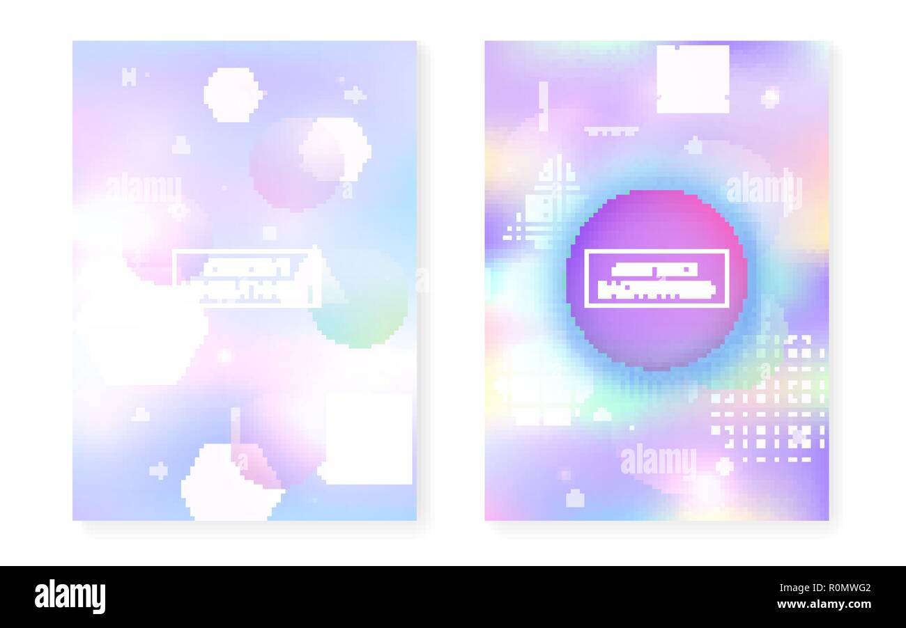 Liquid shapes cover with dynamic fluid. Holographic bauhaus grad Stock ...