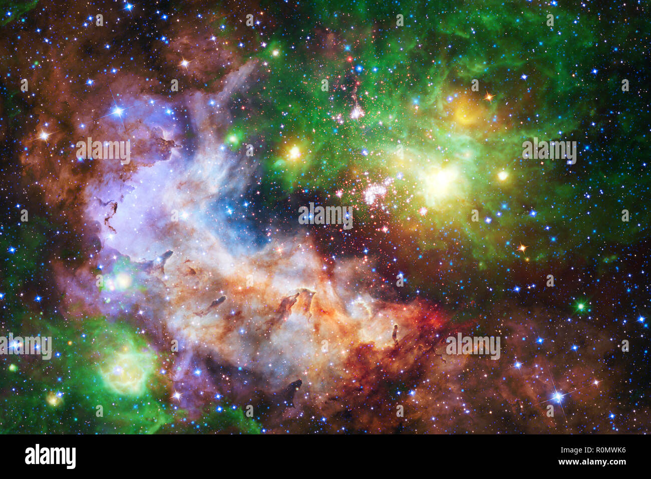 Beautiful galaxy and cluster of stars in the space night. Elements of ...