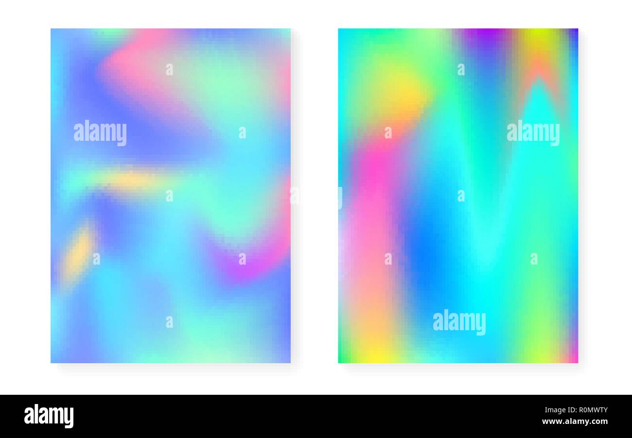 Holographic gradient background set with hologram cover Stock Vector ...