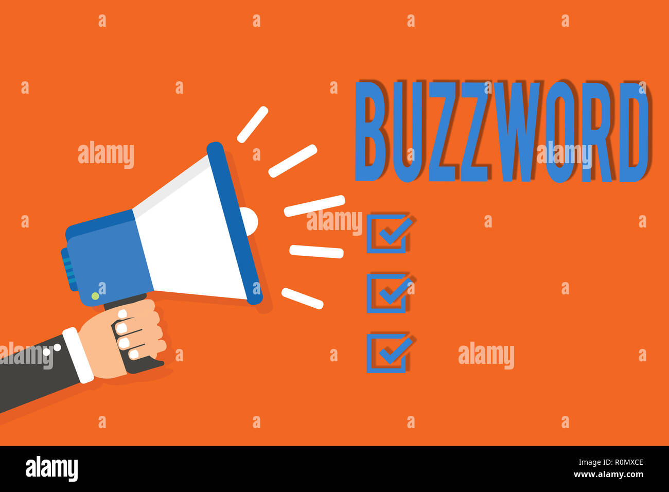 Man holding megaphone word buzz hi-res stock photography and images - Alamy