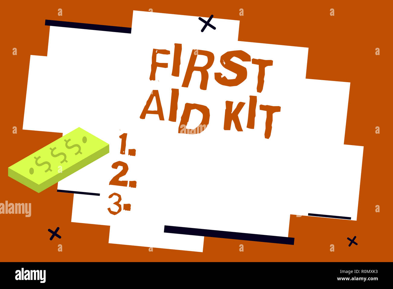 Writing note showing First Aid Kit. Business photo showcasing Set of ...