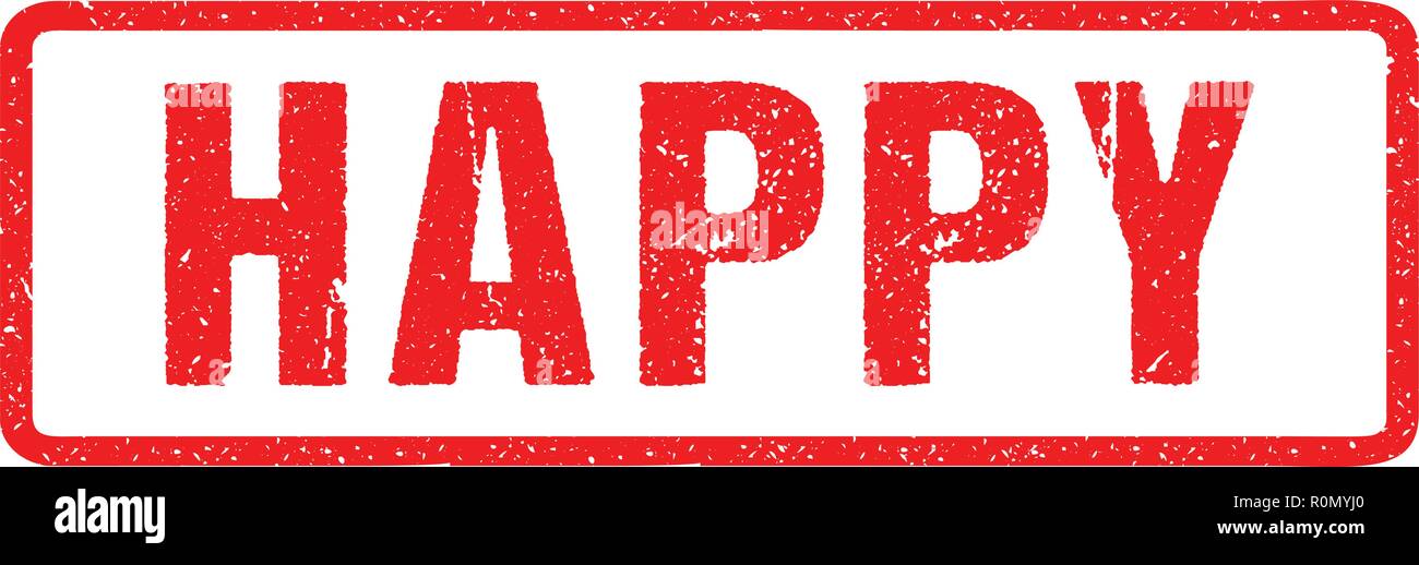 Happy Red Seal Rough Letters Isolated on White. Red Ink Grunge Rubber ...