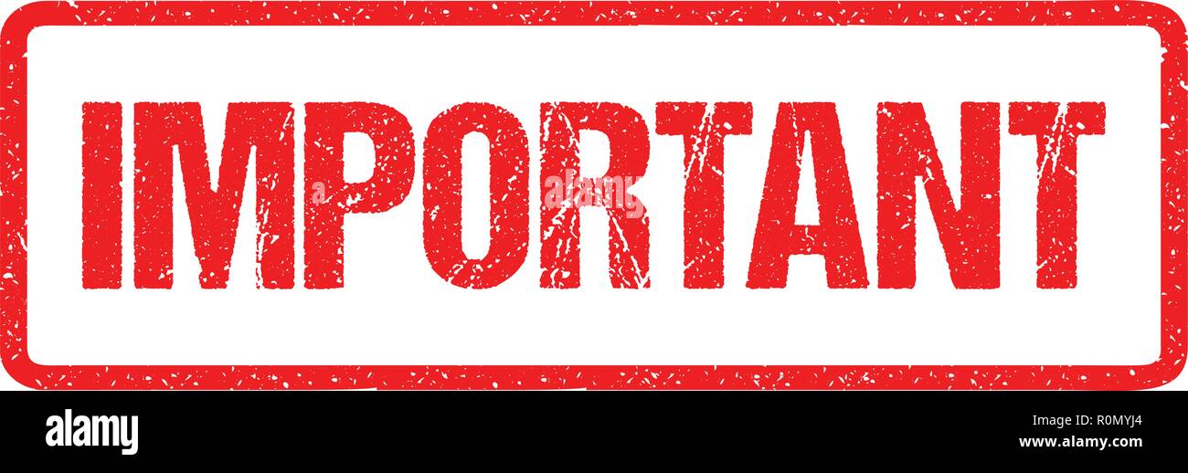 Important Red Seal Rough Letters Isolated on White. Red Ink Grunge Rubber Stamp Imitation Effect ...