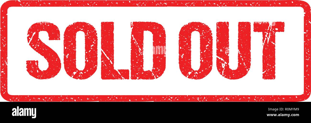 Sold Out Letters Sign Typography Isolated on White. Red Ink Grunge ...