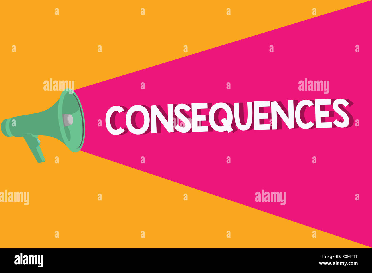 Text sign showing Consequences. Conceptual photo Effect result or outcome of something occurring ...