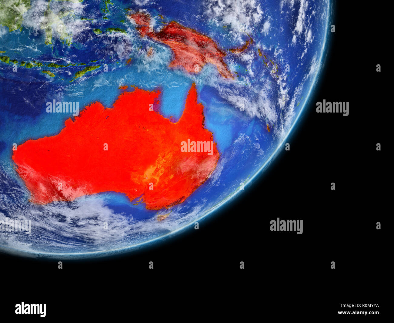 Australia on realistic model of planet Earth with very detailed planet ...