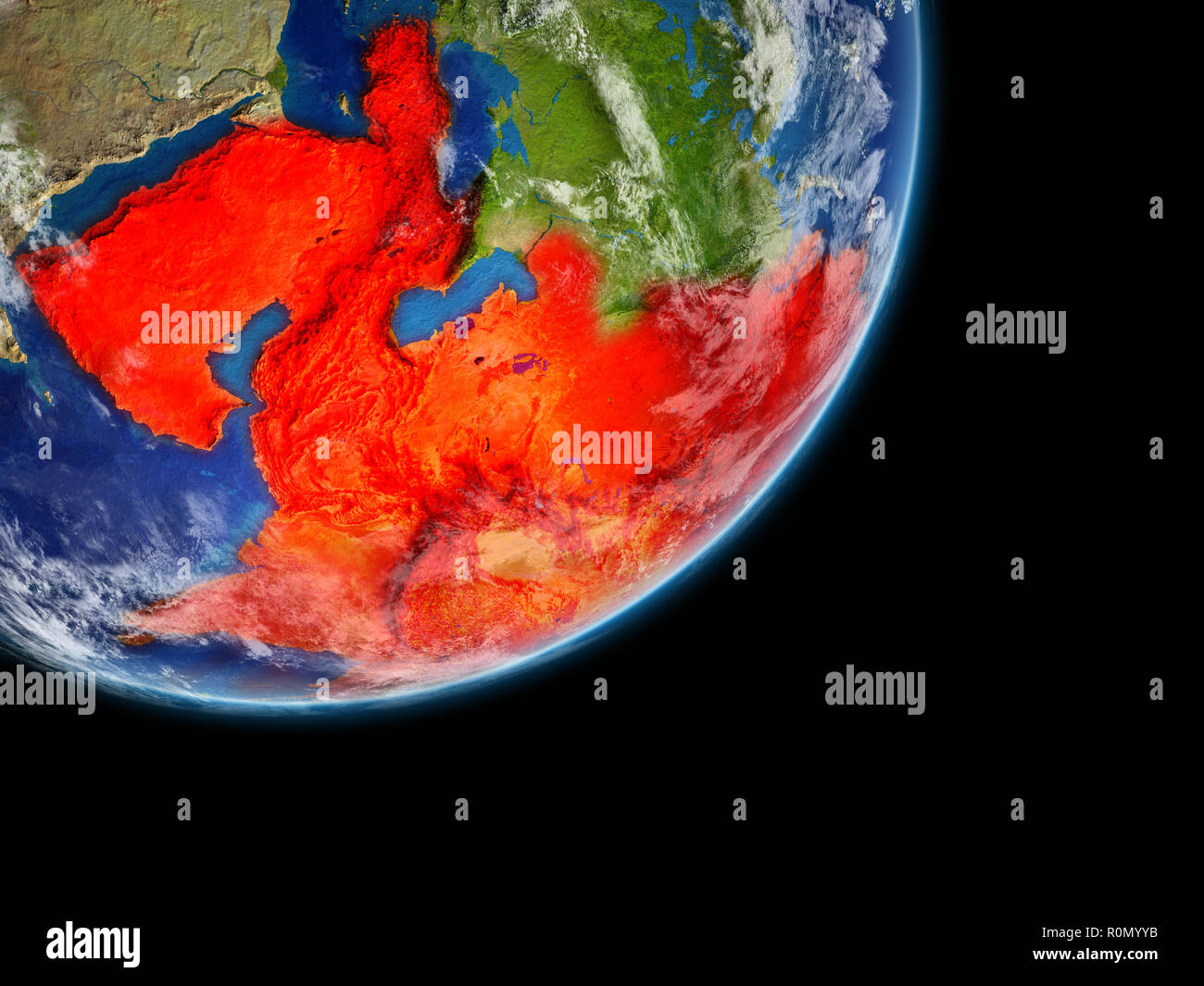 Asia on realistic model of planet Earth with very detailed planet ...