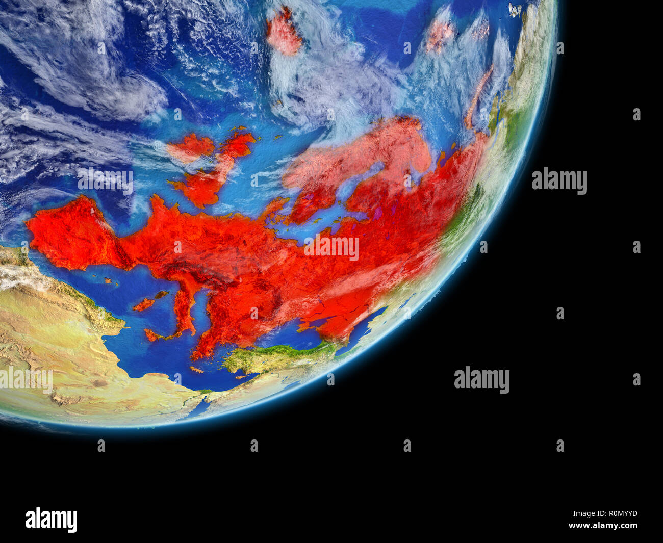 Europe on realistic model of planet Earth with very detailed planet ...