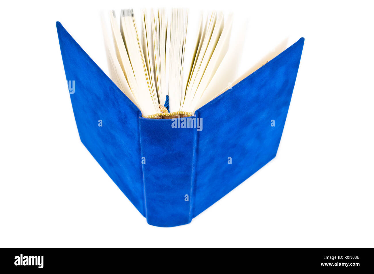Blue book isolated on white background. Selective focus Stock Photo - Alamy