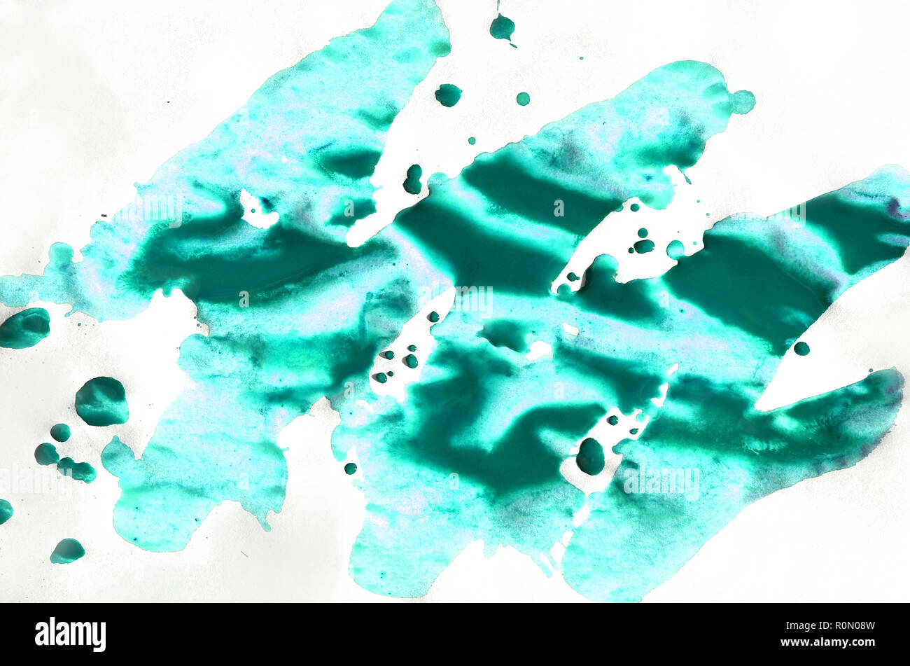 Colorful blue green turquoise watercolor wet brush paint liquid ...