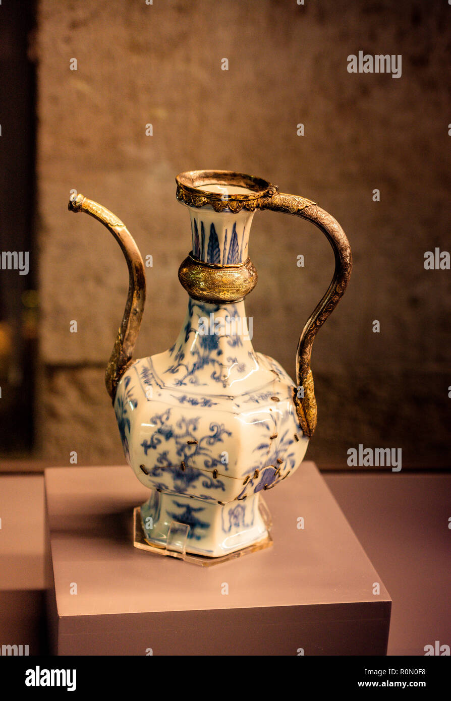 Very old style clay ewer water jar in view Stock Photo - Alamy