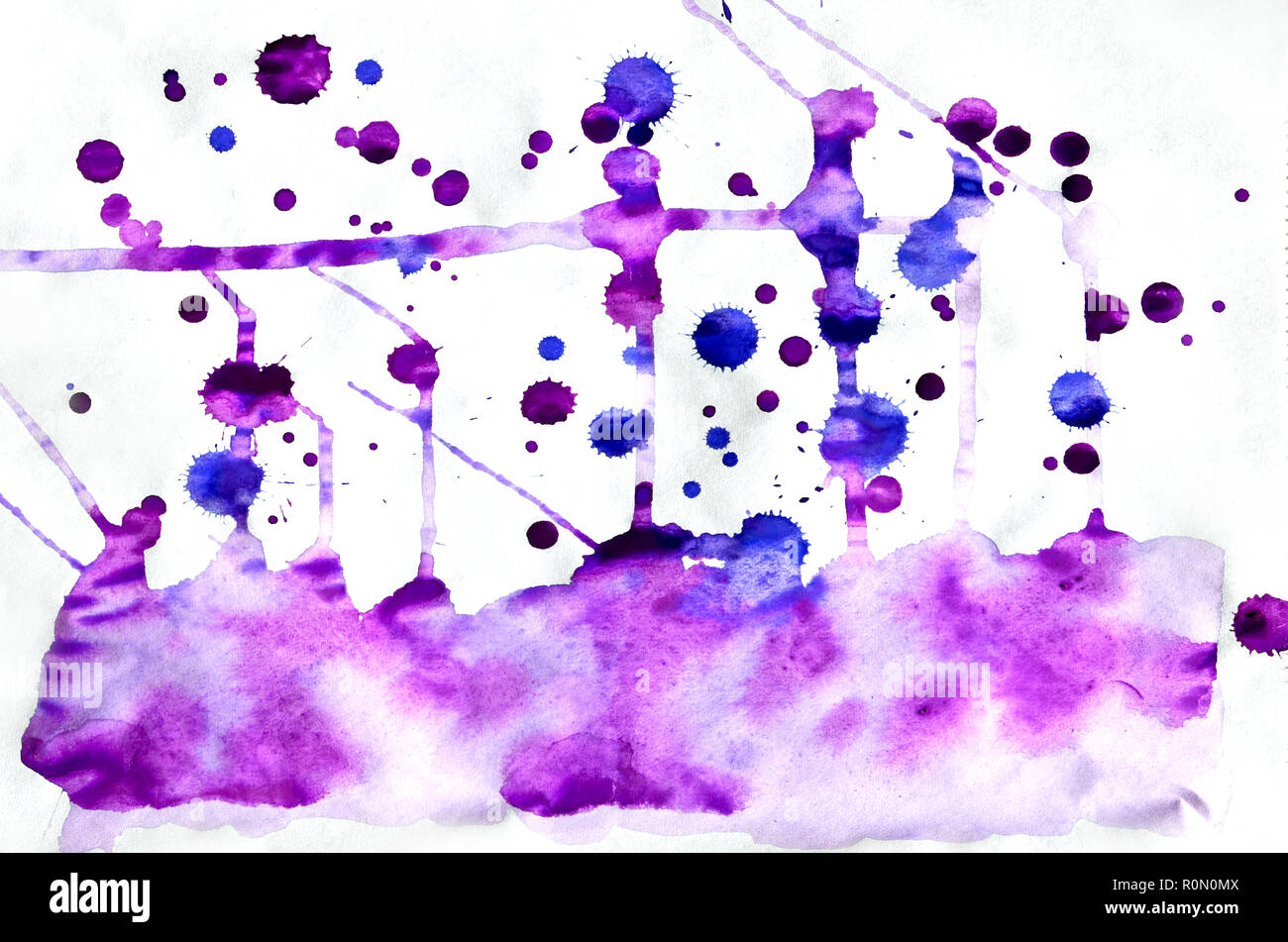 Colorful blue violet pink watercolor wet brush paint liquid background ...