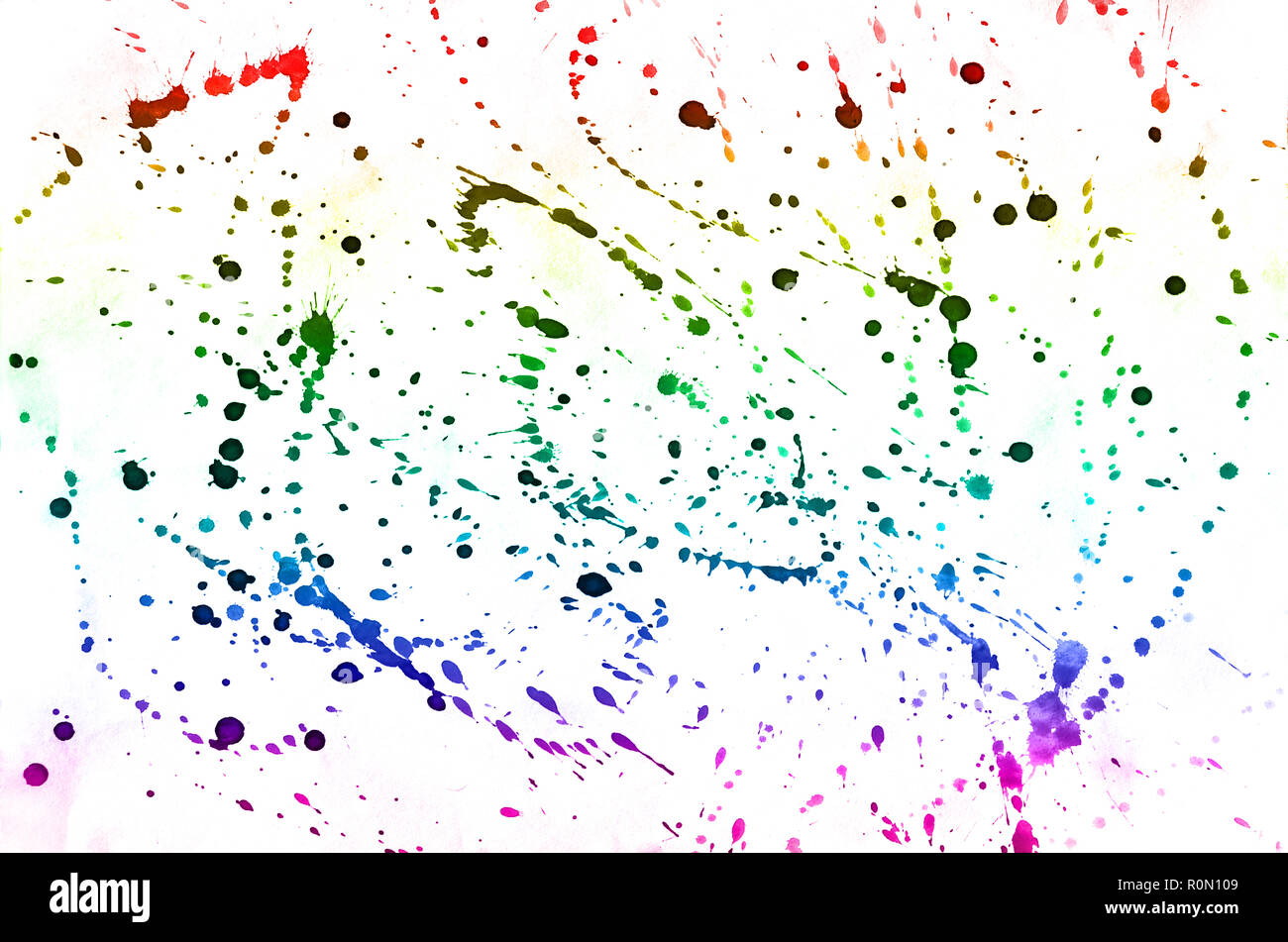 Abstract watercolor background of multi-colored ink stains of all ...