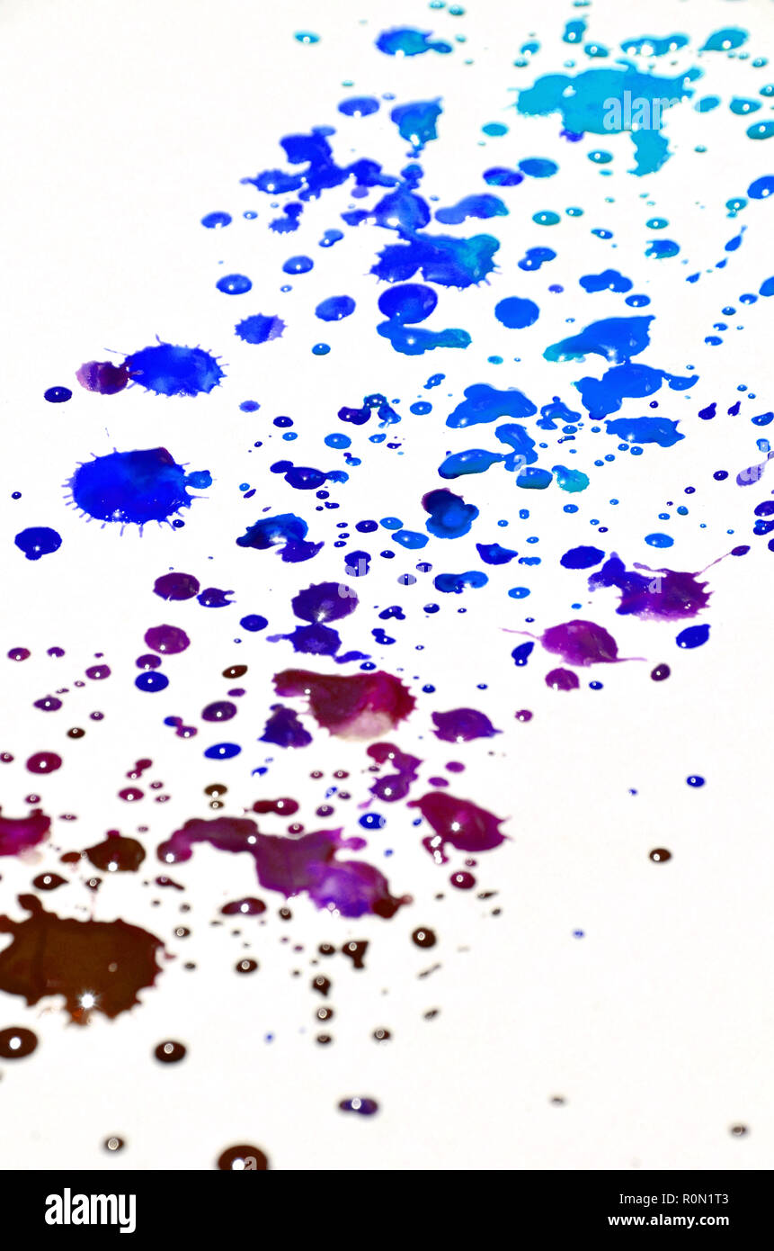 Colorful blue watercolor wet brush paint liquid background for ...