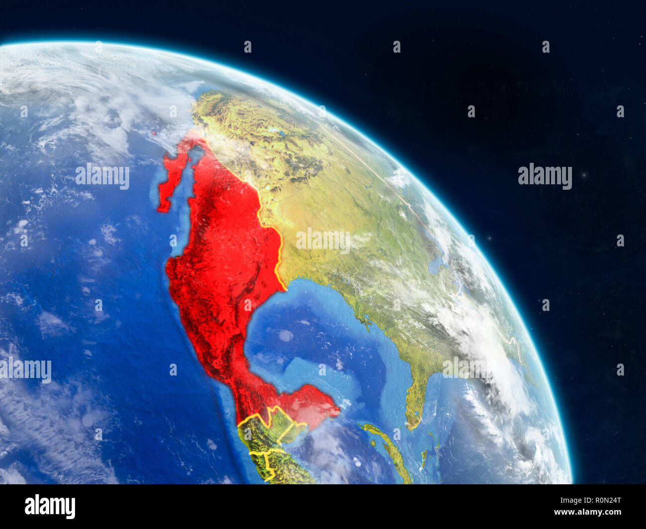 Mexico from space on realistic model of planet Earth with country ...