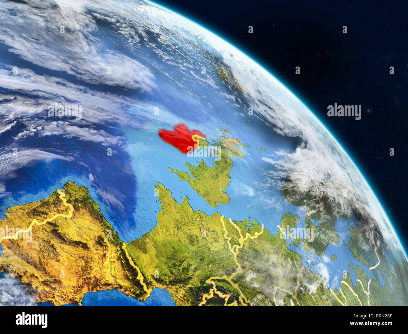 Ireland from space on realistic model of planet Earth with country ...