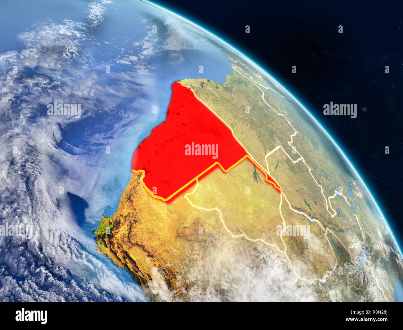 Namibia from space on realistic model of planet Earth with country ...