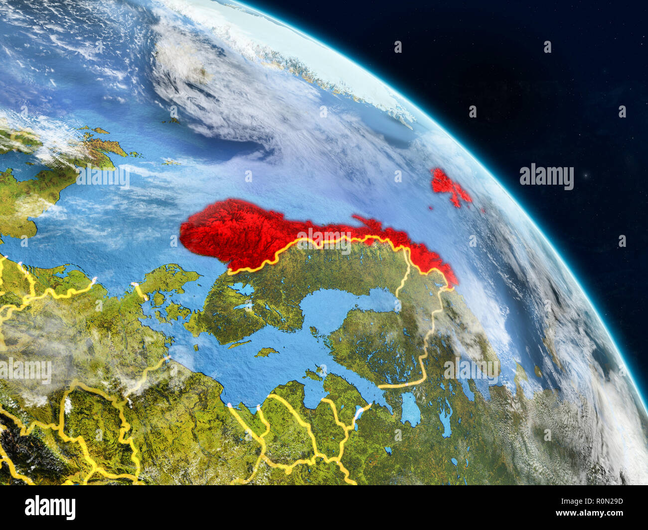 Norway from space on realistic model of planet Earth with country ...