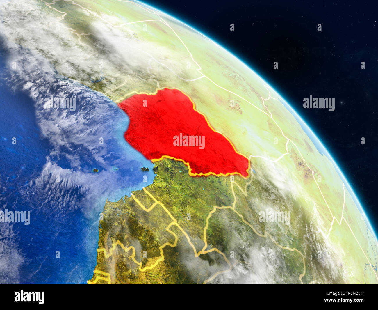 Nigeria from space on realistic model of planet Earth with country ...
