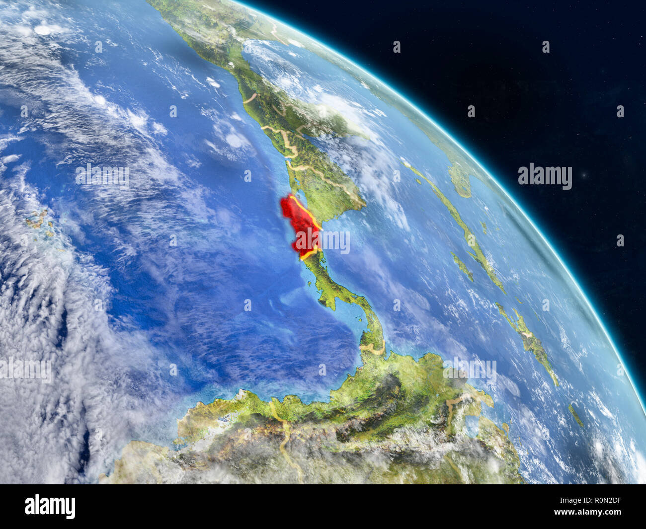 Costa Rica from space on realistic model of planet Earth with country ...
