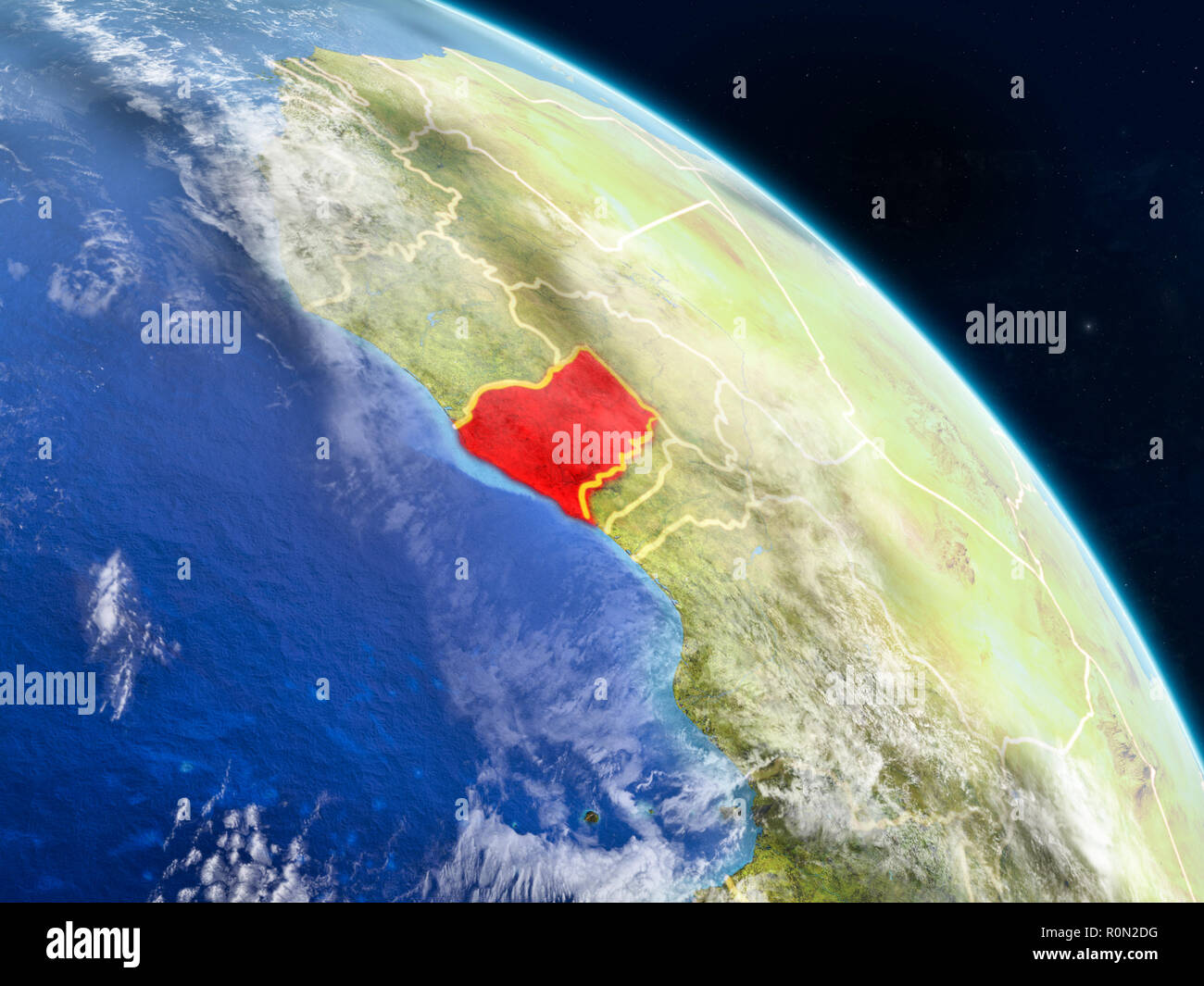 Ghana from space on realistic model of planet Earth with country ...