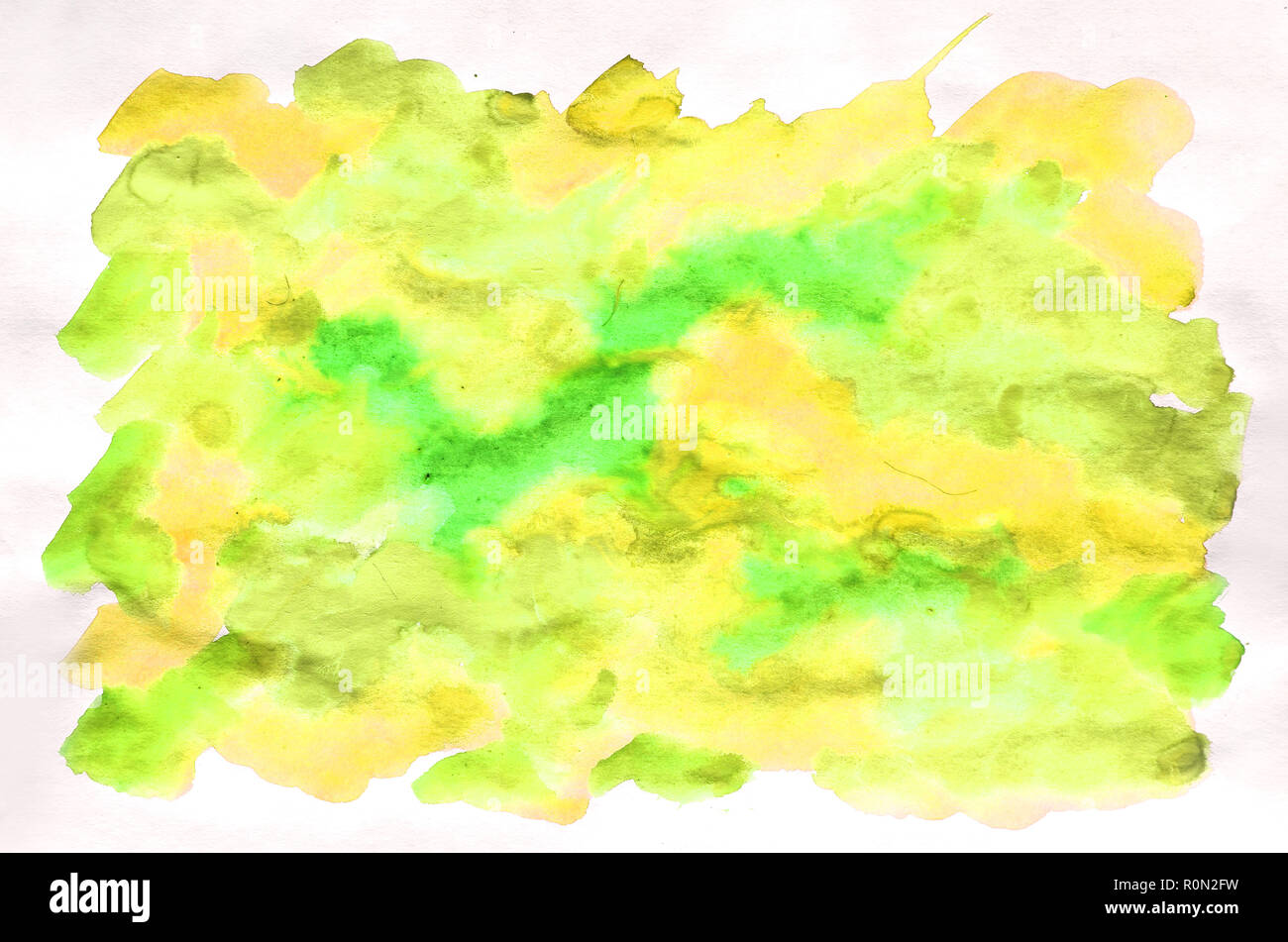 Watercolor wet background. Green and yellow colors. Watercolor abstract ...