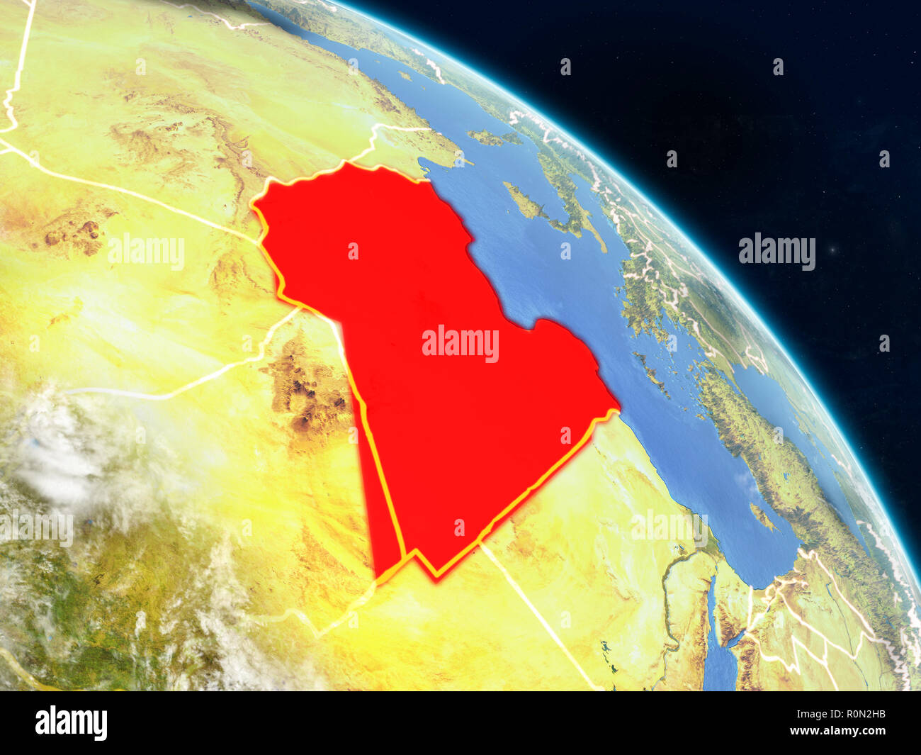 Libya from space on realistic model of planet Earth with country ...