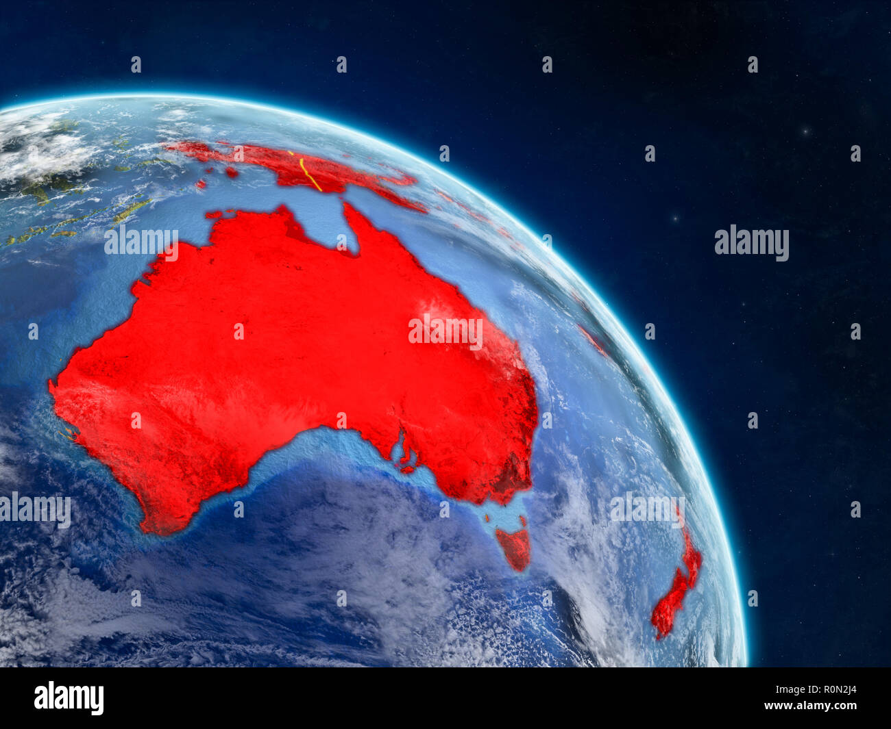 Australia from space on realistic model of planet Earth with country ...